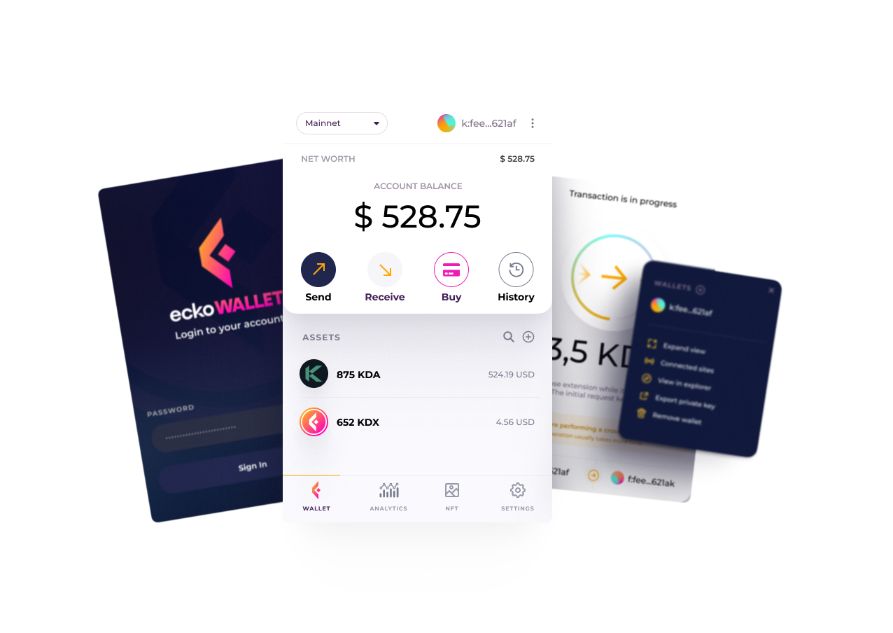 THE KADENA ECOSYSTEM GATEWAY eckoWALLET allows seamless interaction with all the Dapps living on ...